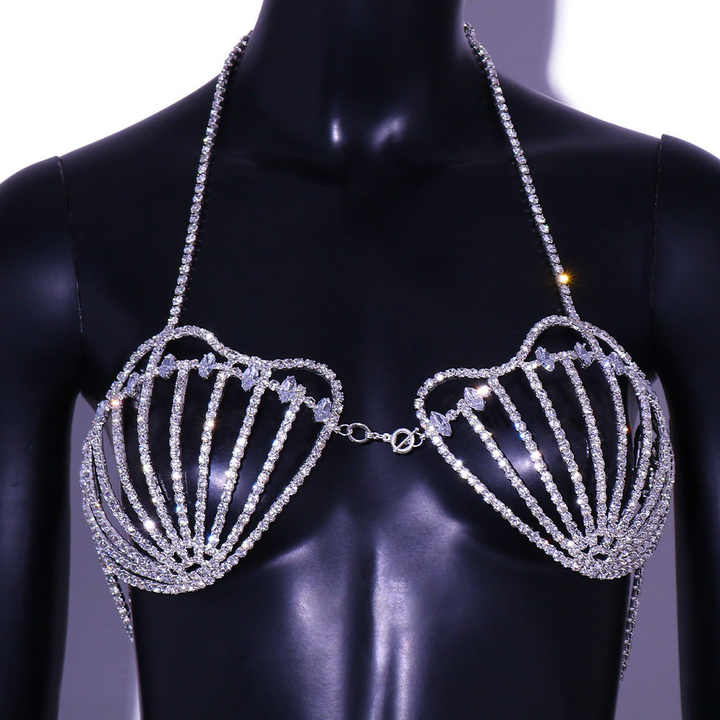 Sexy Semi-Circular Body Chain with Zircon Diamond Bra