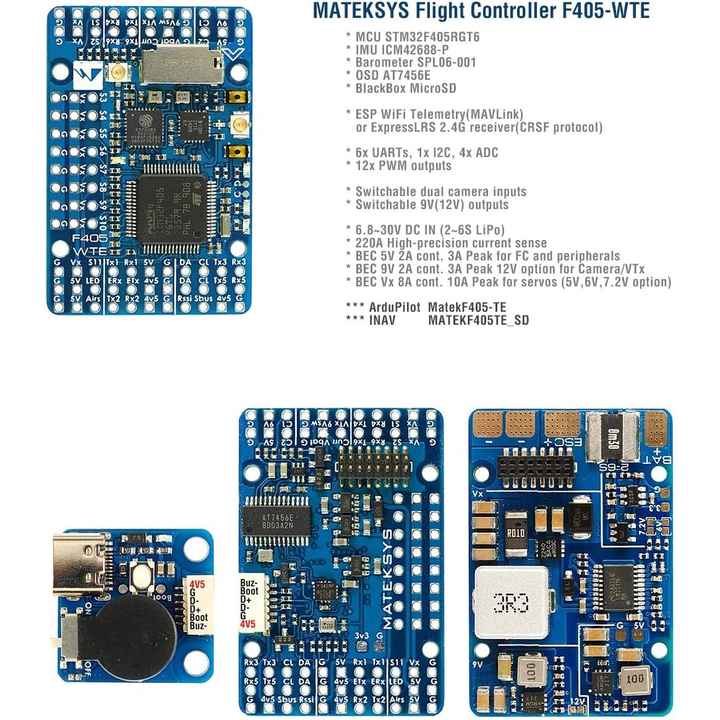 Matek F405 WTE Flight Controller with STM32F405RGT6 Built-in OSD SD ...