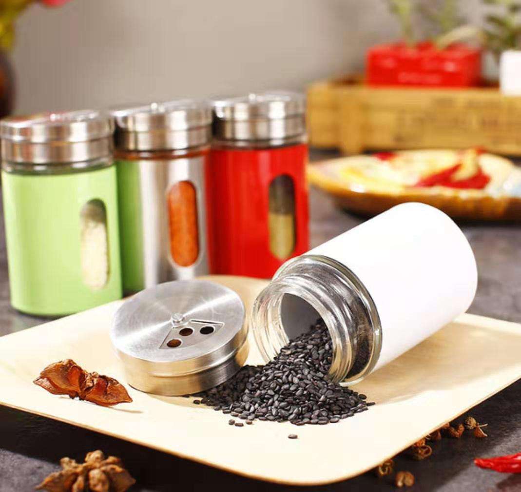 Wholesale 100ML Spice Jar Glass Spice Jars with Glass Metal Lid ...