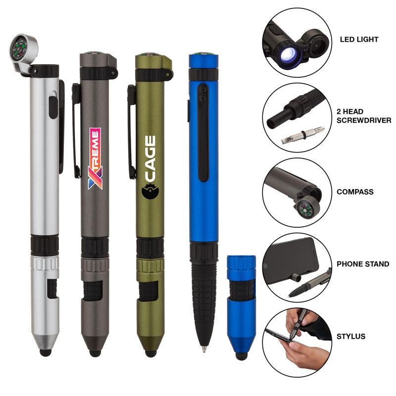 Field Tool Lamp Pen LED Compass 6 in One Kinetic Ballpoint Pen in Stock ...