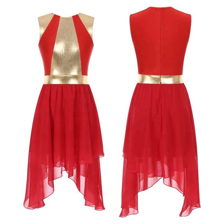 Girls Metallic Praise Dance Dress - Full Length Liturgical Wear