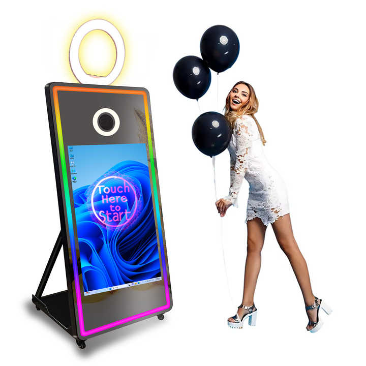 2025 Magic Mirror Photo Booth with Touch Screen & Instant Print
