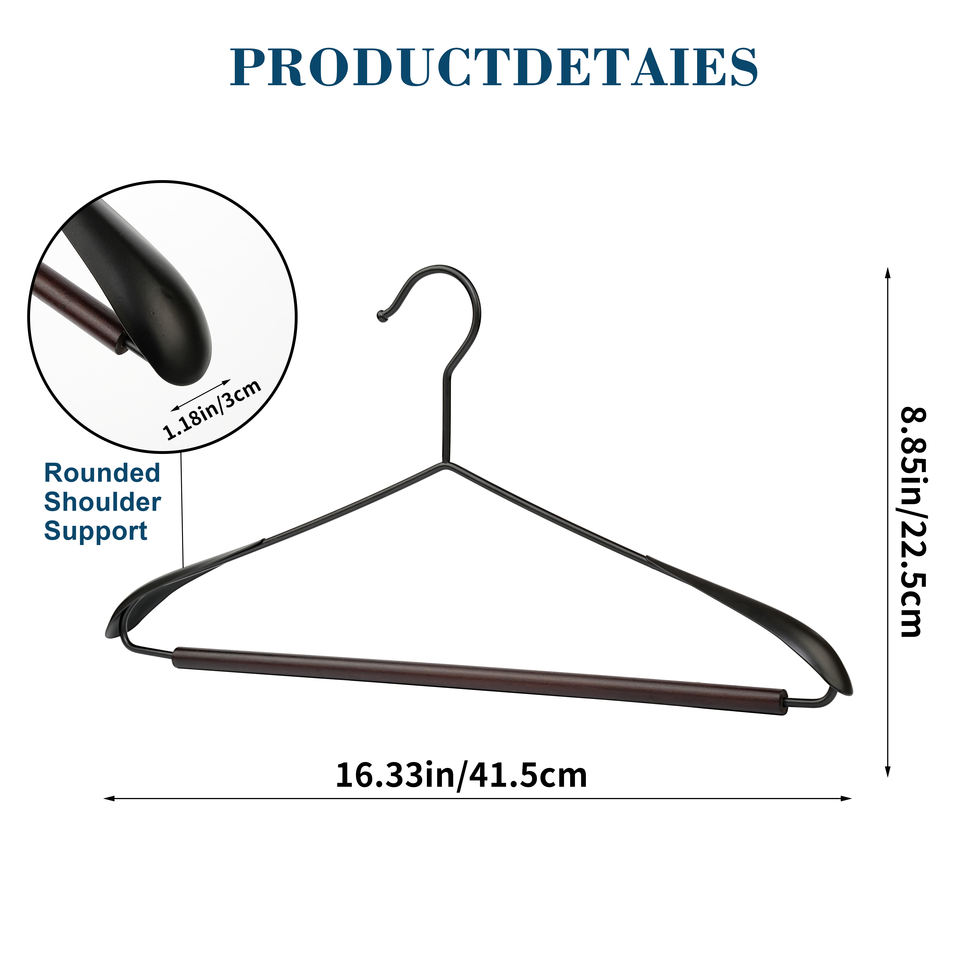 Heavy-Duty Retro Iron Metal Hangers Wide Shoulder for Bathroom Living ...