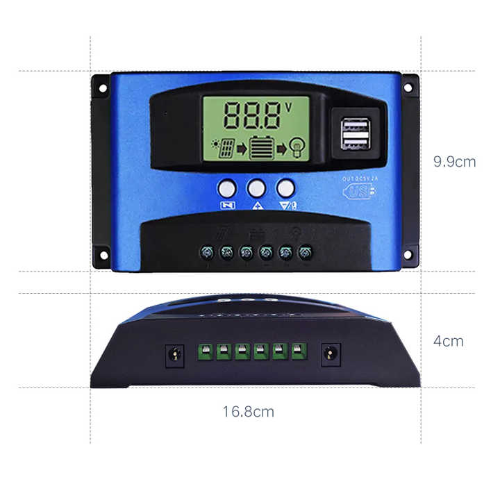 SUYEEGO 30A Solar Charge Controller Solar Panel Battery Intelligent Regulator with Dual USB Port ...