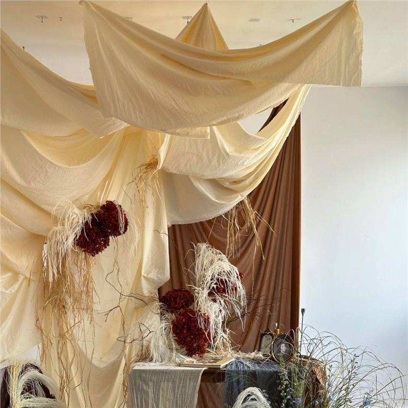 Vintage Style Textured Stage Backdrop Cream Wedding Drape Fabric ...