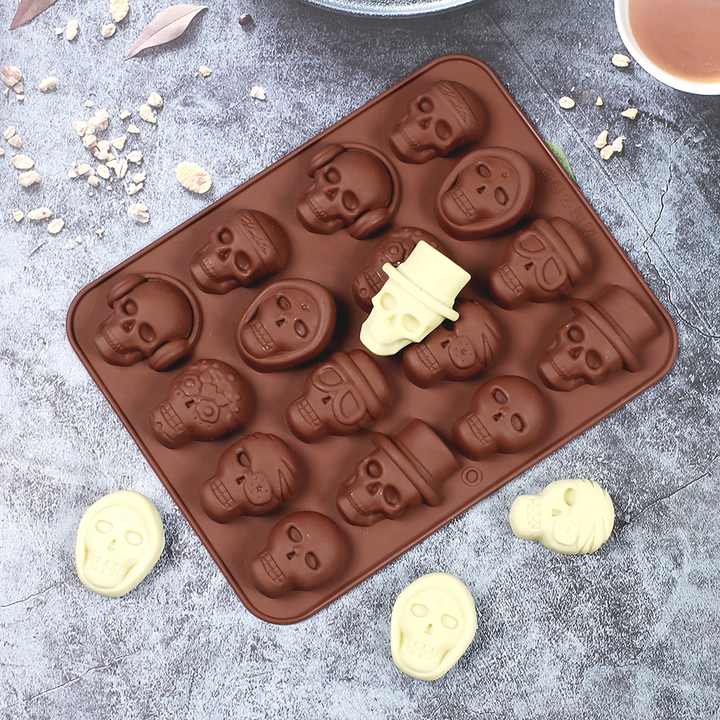 16 Holes Human Skeleton Ice Cube Silicone Mold Halloween Creative ...