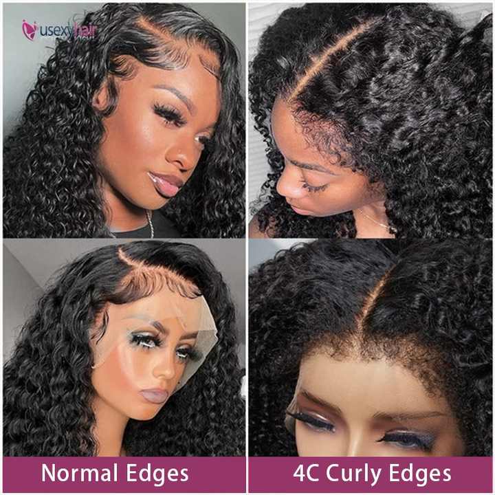 4C Kinky Edges Natural Hairline Wig - Curly & Stylish