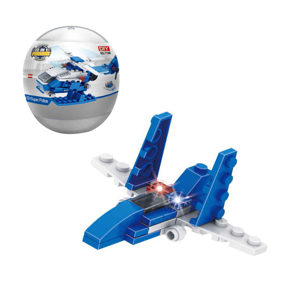 Mini Building Blocks Machine Cop Helicopter Model DIY Assembly Bricks ...