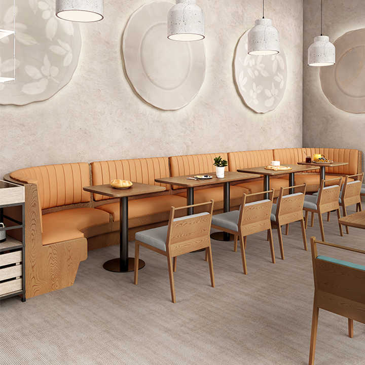 Modern Commercial Cafeteria Leather Banquette Table Restaurant ...