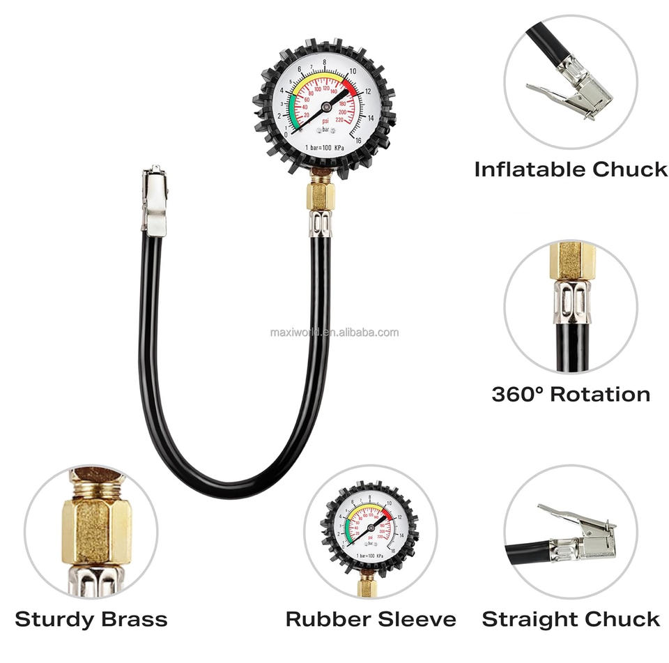 MAXIWORLD High-Accuracy Dual-Scale with Rubber Hose Inflation Rod 16kgs ...