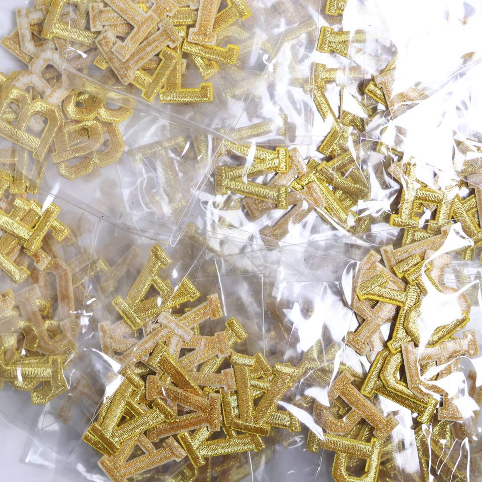 Wholesale High Quality Gold Metallic Thread Embroidery Patches Custom A ...