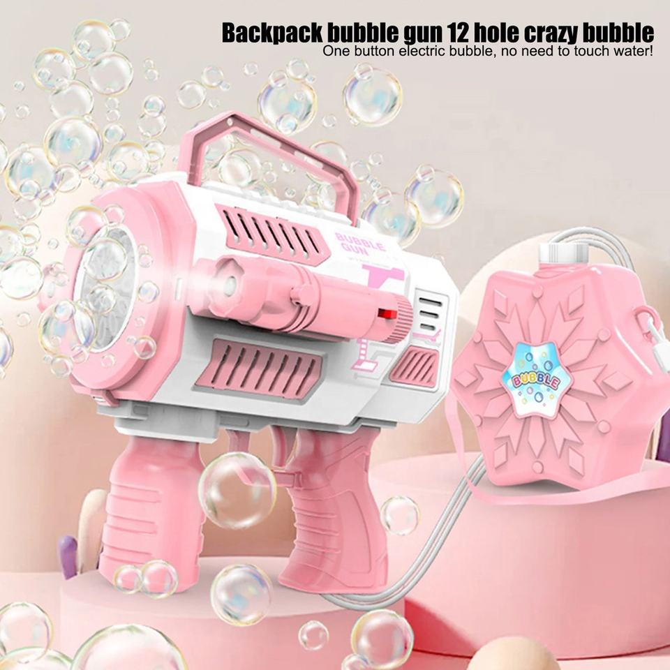 12 Holes DIY Electric Bubble Gun Toy Bazooka Bubble Maker Machine Kids ...