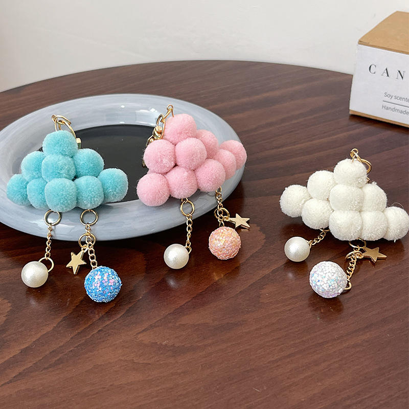 Macaron Plush Keychain Toys Cute Colorful Star Cloud Key Chain Pendant ...