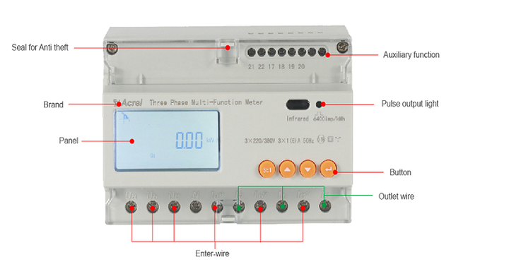Acrel 3 Phase CT Clamp Power Meter DTSD1352-C RS485 Zero Export Energy Meter Compatible with ...