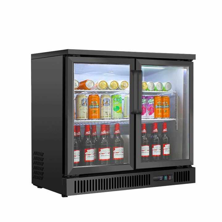 MUXUE 2 Doors Counter Top Beverage Fridge - Beer Display Cooler