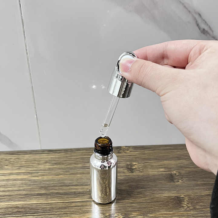 Wholesale 5ml-100ML Glass Dropper Bottles Silver-plated Cosmetic Packaging Custom Essential Oil ...