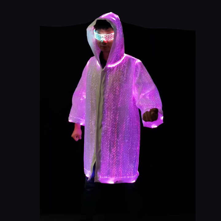 Trench Coat Fiber Optic Cloth Long Sleeve Disco Jacket for Nightclub ...