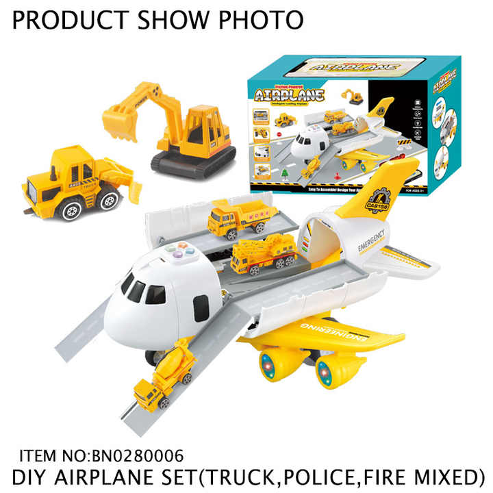 DIY Airplane Storage Toy Vehicle Set - 3ASST Cars Play Set