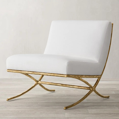 Modern Thaddeus Golden Track Arm Chair Hand Hammer Forged Metal Frame ...