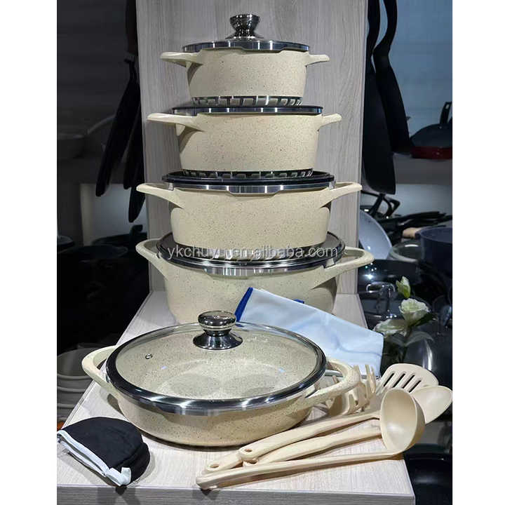 17-piece Nonstick Granite Cookware Set - Sustainable & Versatile