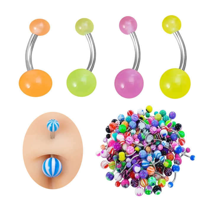 Acrylic Ball Belly Piercing 14G Navel Ring With Acrylic Bar and ...