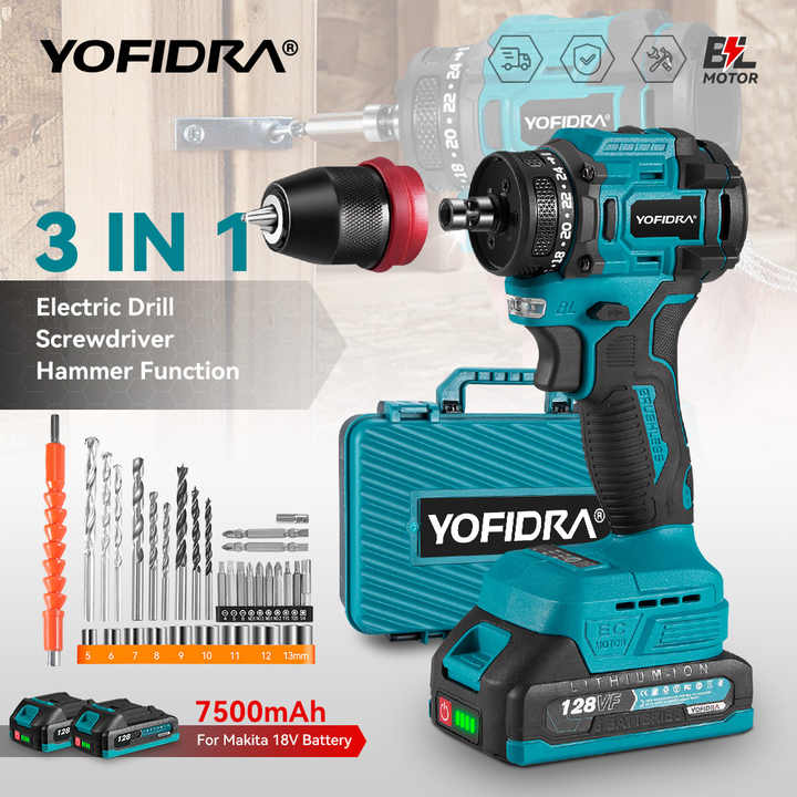 Cordless Impact Electric Drill Set - 18V Power Tools