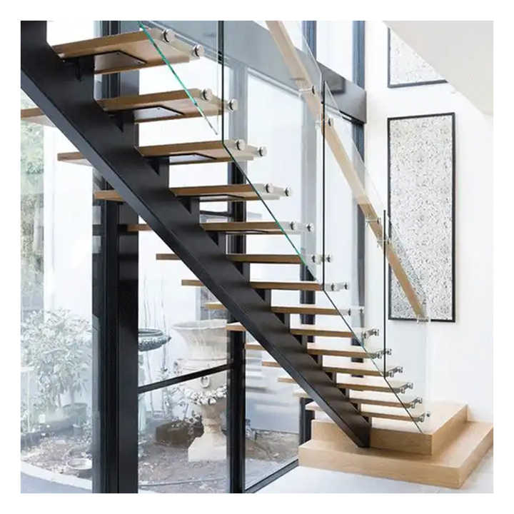 Indoor Floating Stairs - Modern Wooden Mono Stringer