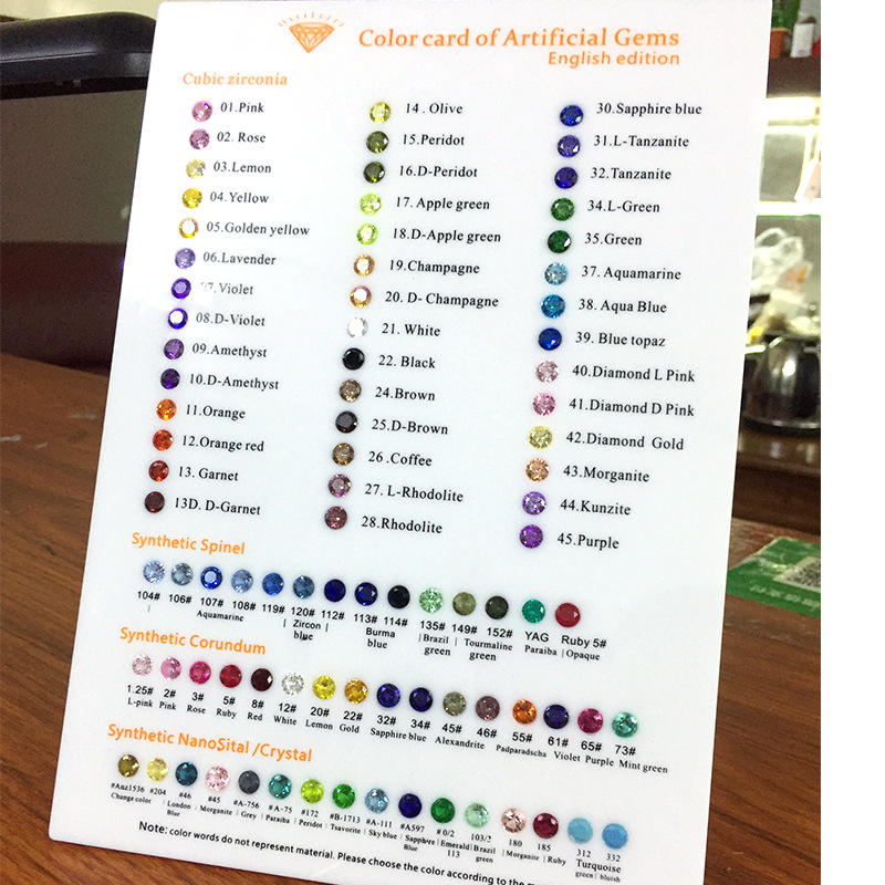 Color Card of Artificial Gems - Multi-Coloured Gemstone Chart for Cubic ...