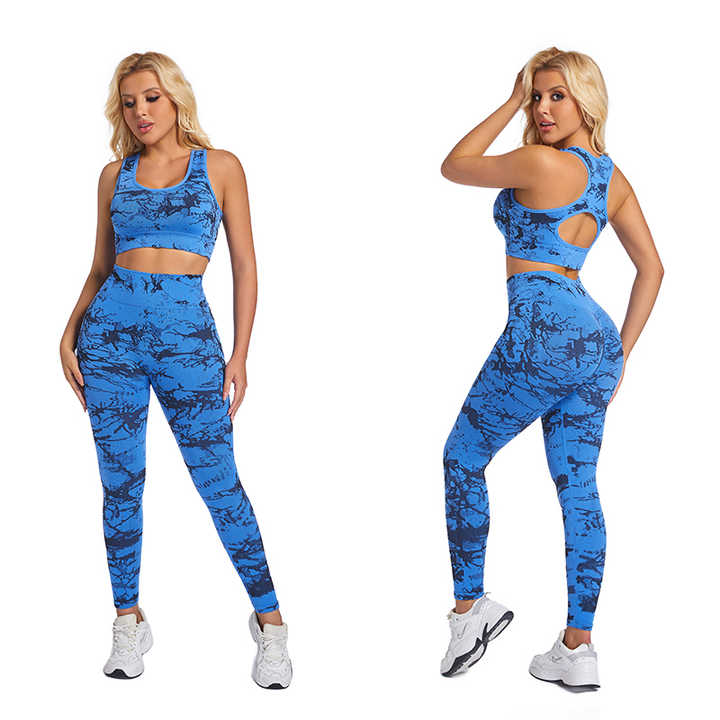 Women's Yoga Suit Seamless Pants Sports Suit High - Quality Tie Dye Underwear Set Featuring Long ...
