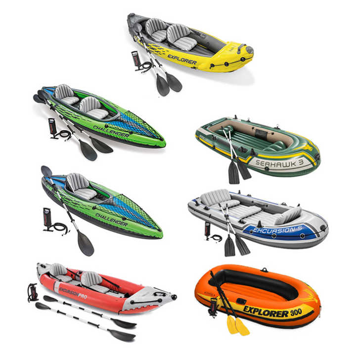 Intex Fishing Pontoon Canoe Kayak Rowing Boat for Water Sports ...