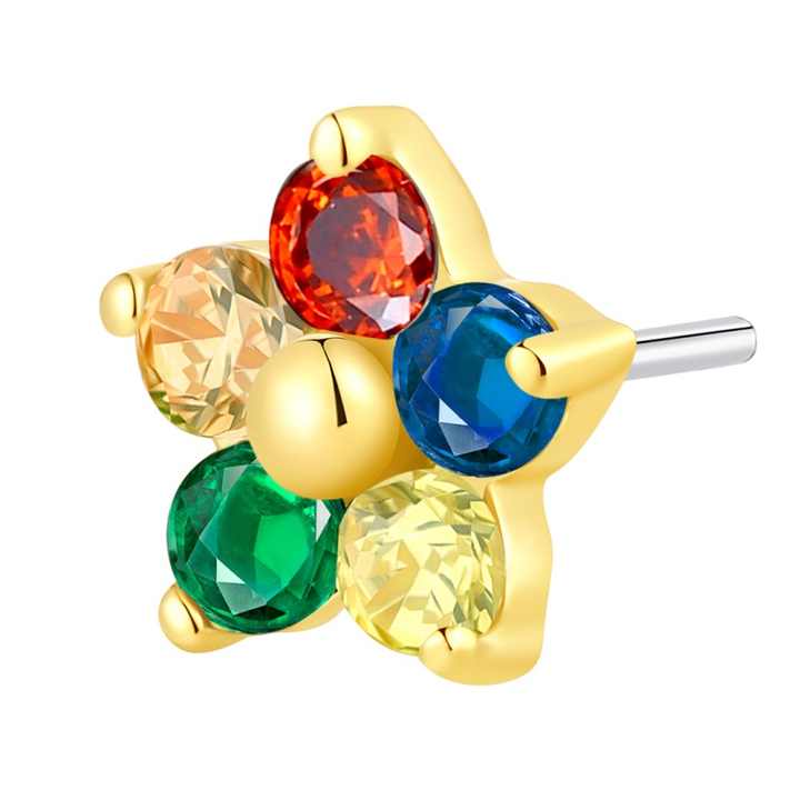 Piercing Stories Classic 14k Solid Yellow Gold Threadless Top Stainless ...