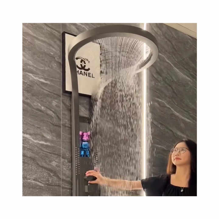 Gunmetal Modern Creative Waterfall Shower Head Wall Panel Bathroom ...
