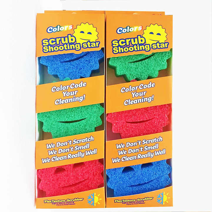 Chinagama 3-Piece Pack Color-Box Scrub Smiley Face Sponges