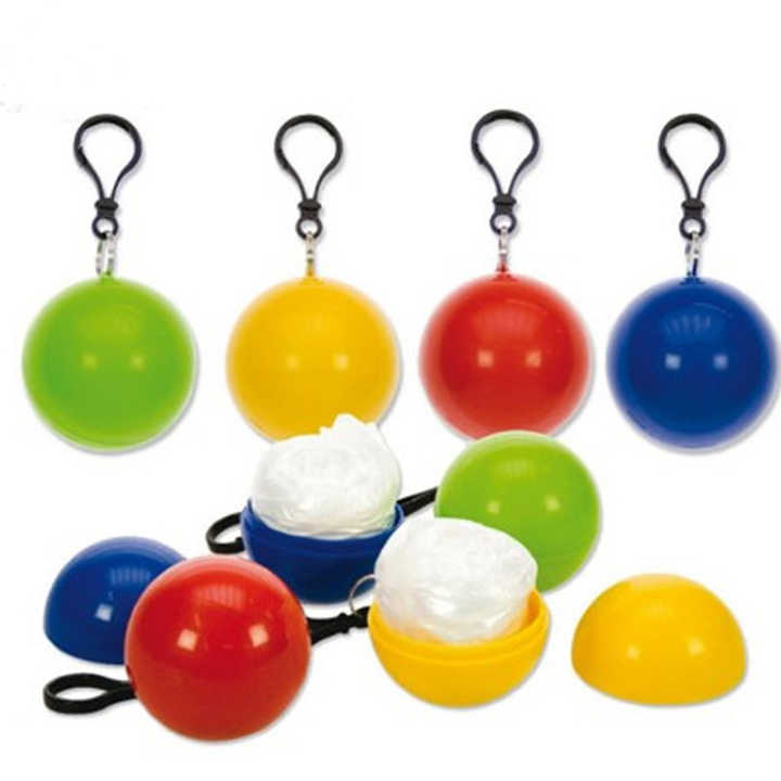 Key Ring Emergency Ball Rain Poncho Keychain Ball Rain Poncho Plastic ...