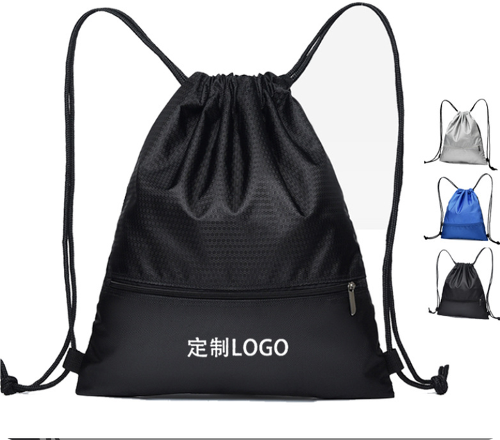 Portable Unisex Gym Travel Drawstring Shoes Bag Nylon Sports Backpack Polyester Drawstring ...
