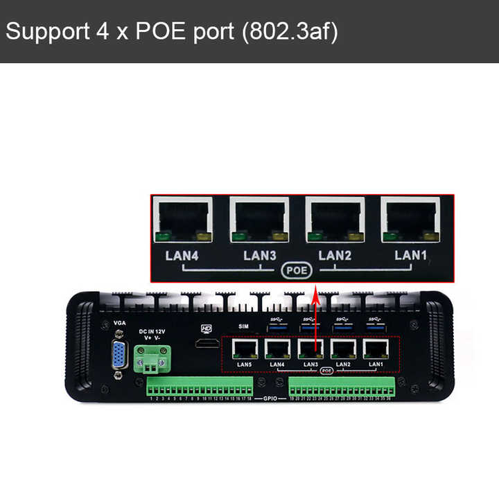 Din Rail Fanless PC 24V GPIO Poei211 Industrial Mini Computer I5 I7