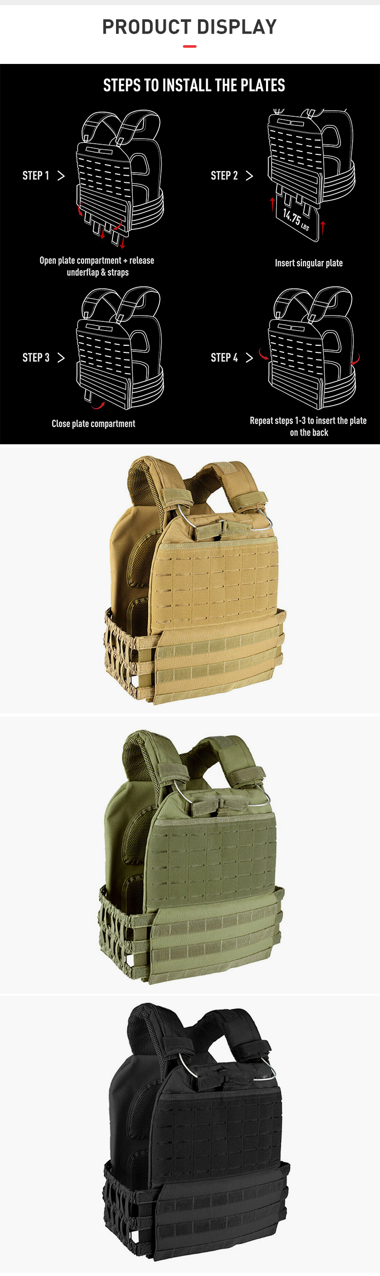 8KG/10KG/15KG Camouflage Weighted Vests for Men's Fitness