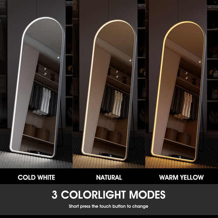 Free Standing Lighted Wall Mounted Living Room Arched Full Body Length ...