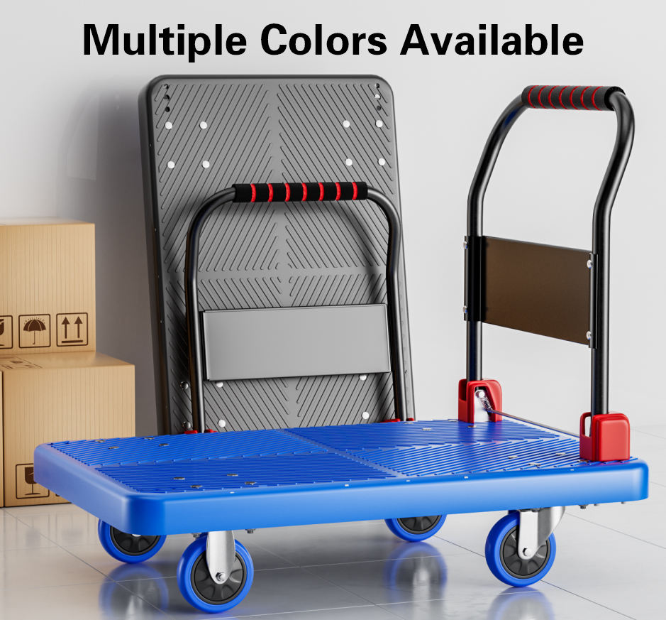 Flatbed Trolley 300kg Capacity Foldable Four-Wheel Transport Trolley ...