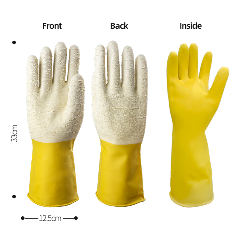 Meat Processing grip rubber gloves yellow chlorinated rubber gloves ...