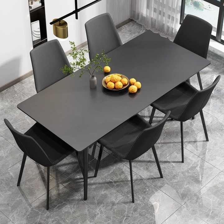Modern Rock Plate Dining Table Set for 6 - Stylish & Durable