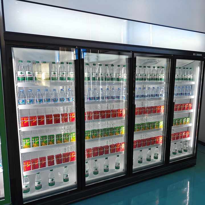 Plug in Built-in Compressor Supermarket Upright Glass Doors Display ...