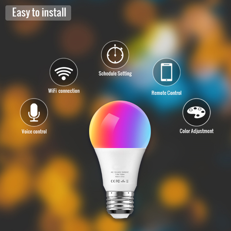 TUYA Bulb Good Effective RGBWC Color 85-265V Smart E27 Ac120v 9w Wifi ...