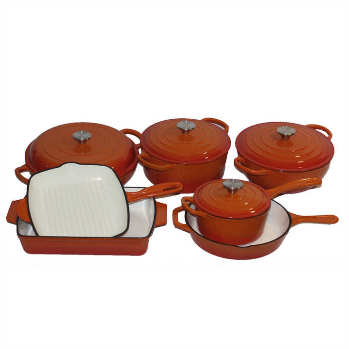 Factory Direct Custom Large 7pcs Enameled Cast Iron Cookware Set Luxury ...