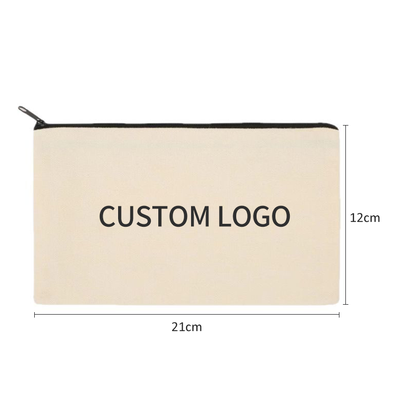 Wholesale Custom Logo Storage Bag Natural Fabric Zippered Cotton Canvas ...