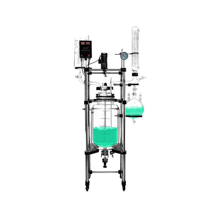 Laboratory Chemical Cylindrical Double Layer Jacketed Glass Reactor ...