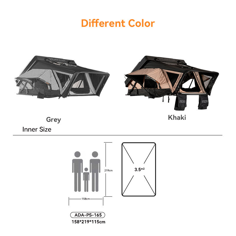 ADA OVERLAND Factory OEM 165 ABS Hard Shell Roof Top Tent Side Open ...