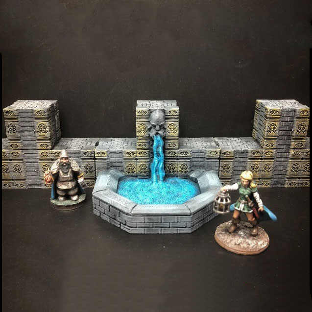 Customized tabletop RPG 28mm 32mm DND scene fountain terrain miniature ...