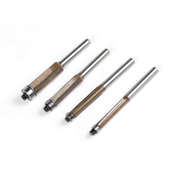 6mm and 1/4in Round Shank 2-Degree Spiral Bevel Edge Trimming Cutter ...