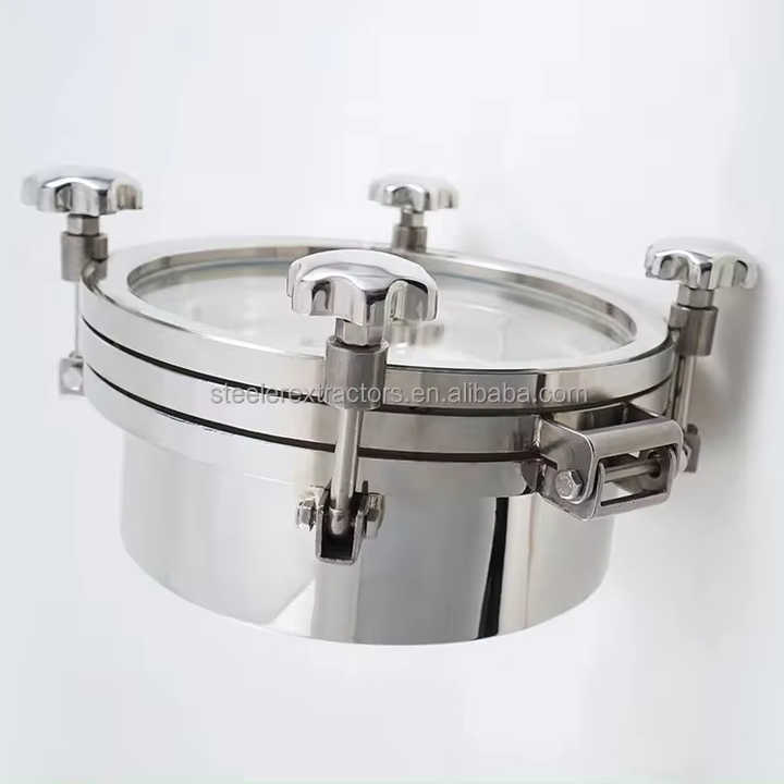 Sanitary Round Tank Manway with Sight Glass - Durable & Hygienic